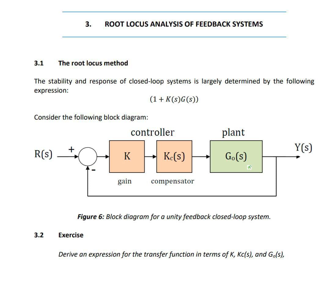 Solved 3. ROOT LOCUS ANALYSIS OF FEEDBACK SYSTEMS 3.1 The | Chegg.com