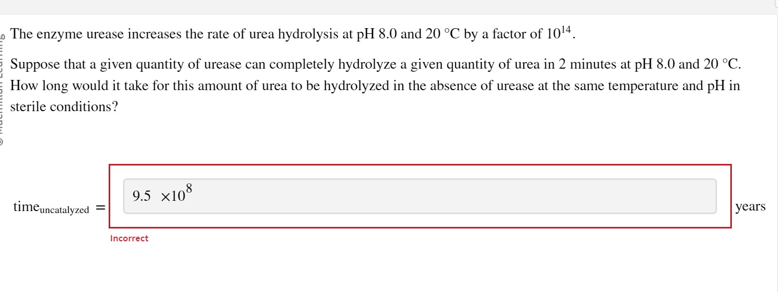 Solved The enzyme urease increases the rate of urea | Chegg.com