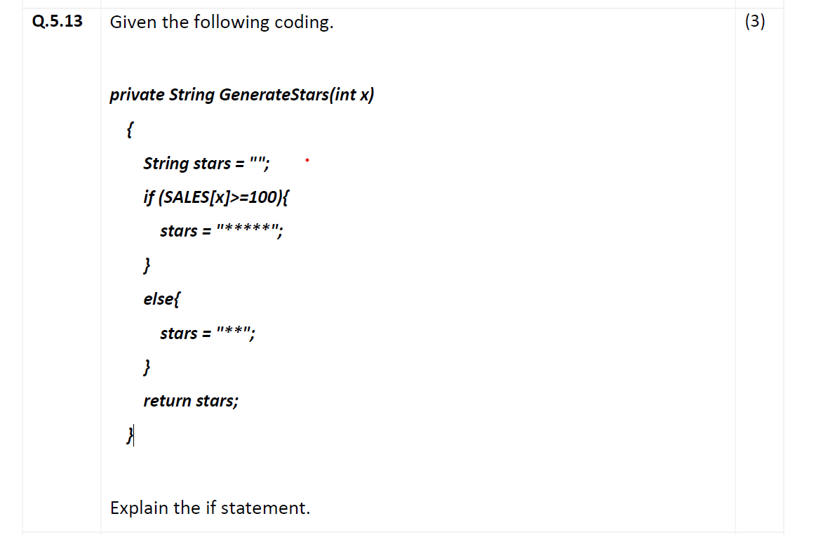 Solved Q.5.13 Given the following coding. (3) private String | Chegg.com