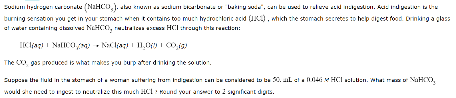 Solved Sodium hydrogen carbonate (NaHCO3), also known as | Chegg.com