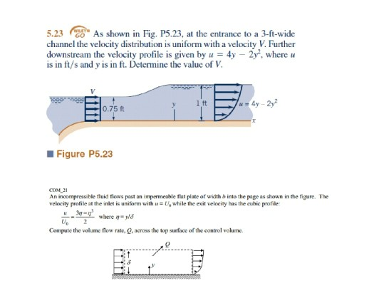 Solved 5.23 . As shown in Fig. P5.23, at the entrance to a | Chegg.com