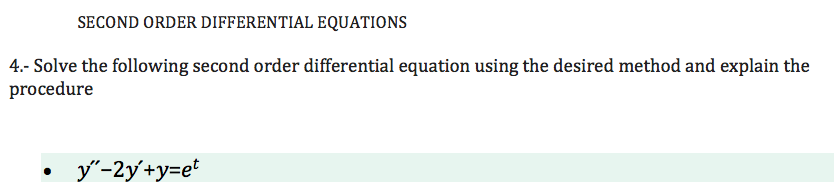 Solved SECOND ORDER DIFFERENTIAL EQUATIONS 4- Solve the | Chegg.com