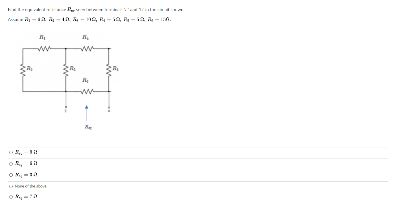 Solved Find the equivalent resistance Req seen between | Chegg.com