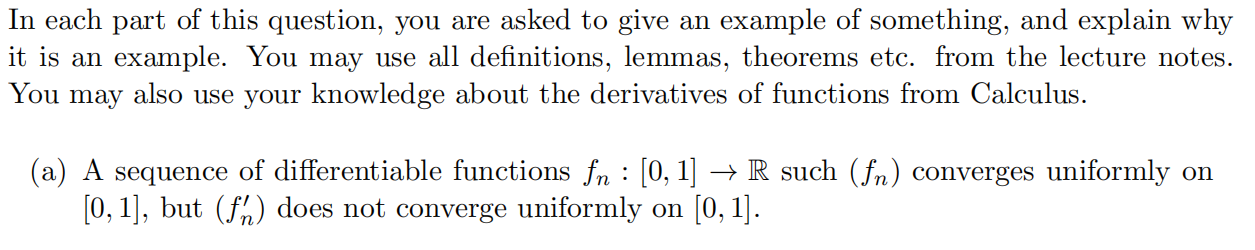 Solved In each part of this question, you are asked to give | Chegg.com
