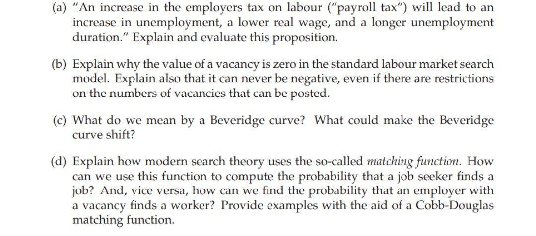 Solved (a) “An increase in the employers tax on labour | Chegg.com