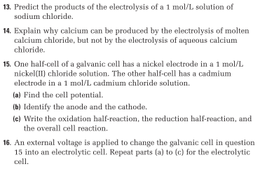 Solved 9. The electrolysis of molten calcium chloride | Chegg.com