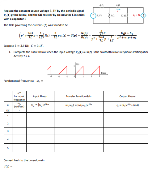 Replace the constant source voltage 5.3 V by the | Chegg.com