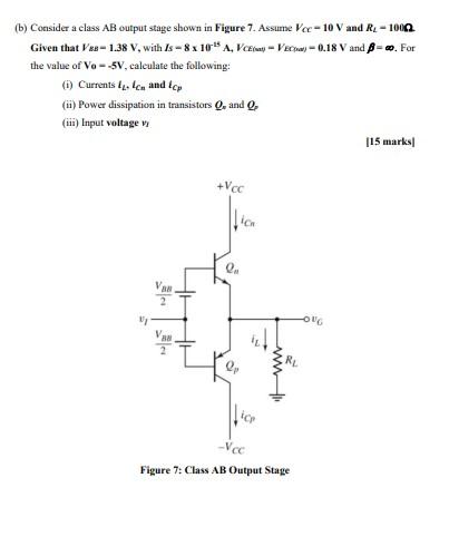 Solved a (b) Consider a class AB output stage shown in | Chegg.com