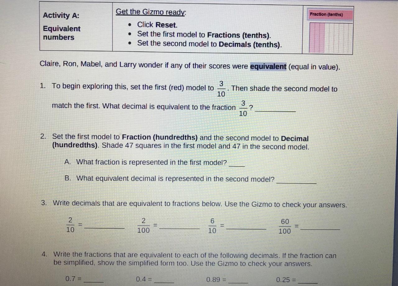Solved Gizmo Warm-up Numbers can be represented as | Chegg.com
