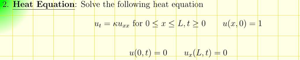 Solved 2. Heat Equation: Solve the following heat equation | Chegg.com