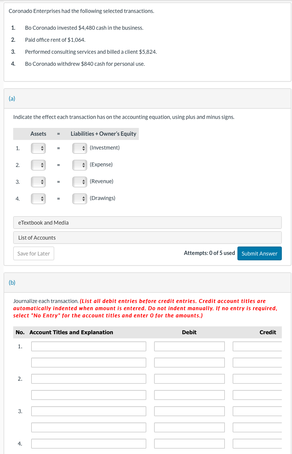 Solved Coronado Enterprises had the following selected | Chegg.com