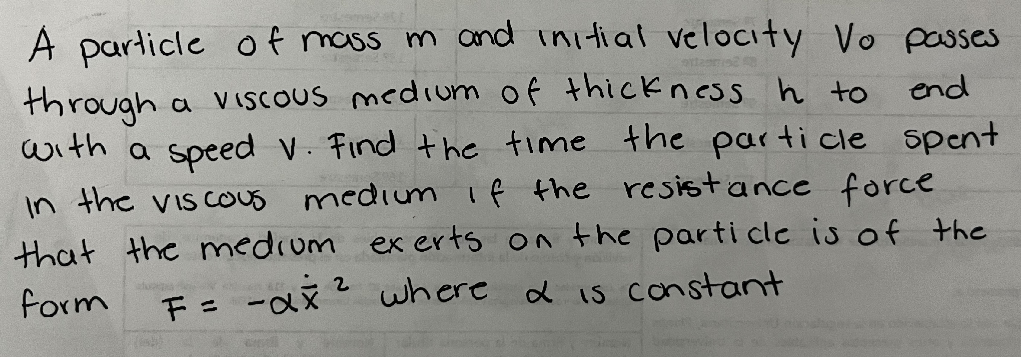 Solved A Particle Of Mass M And Initial Velocity V0 Passes