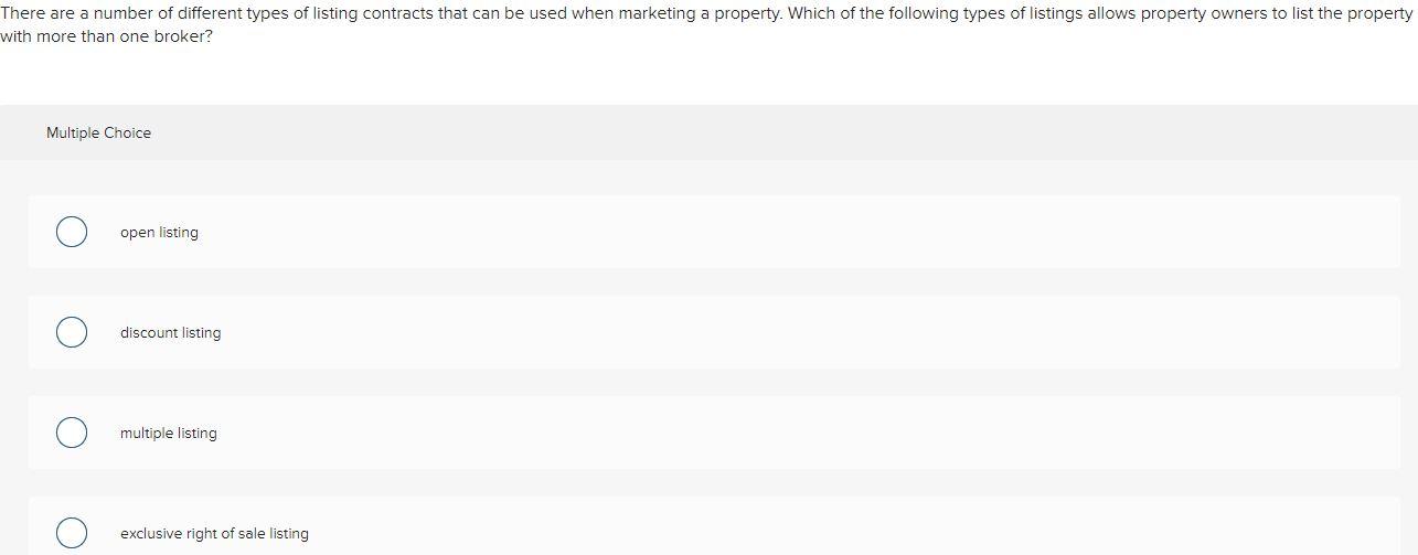 Solved There are a number of different types of listing | Chegg.com
