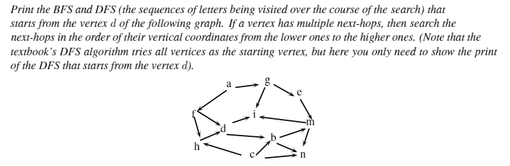 Solved Print the BFS and DFS (the sequences of letters being | Chegg.com
