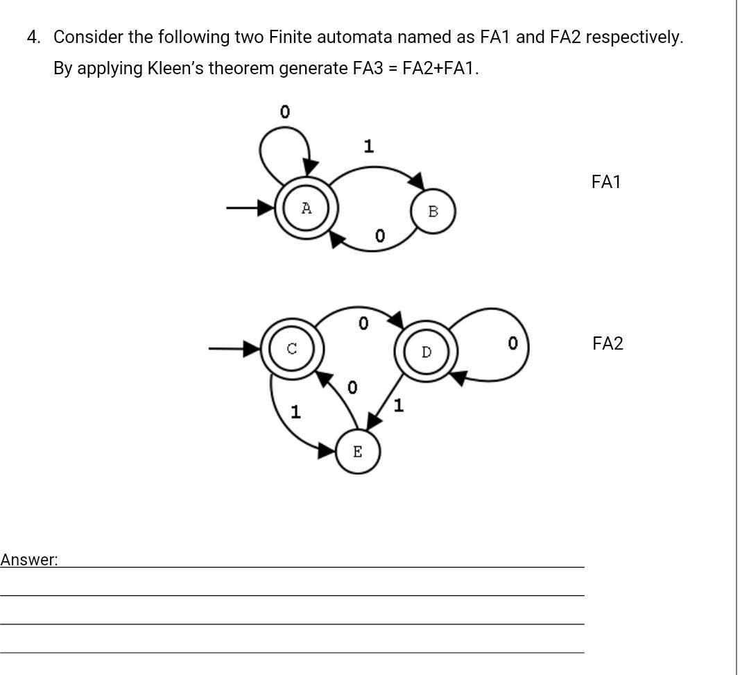 Solved 4. Consider the following two Finite automata named | Chegg.com