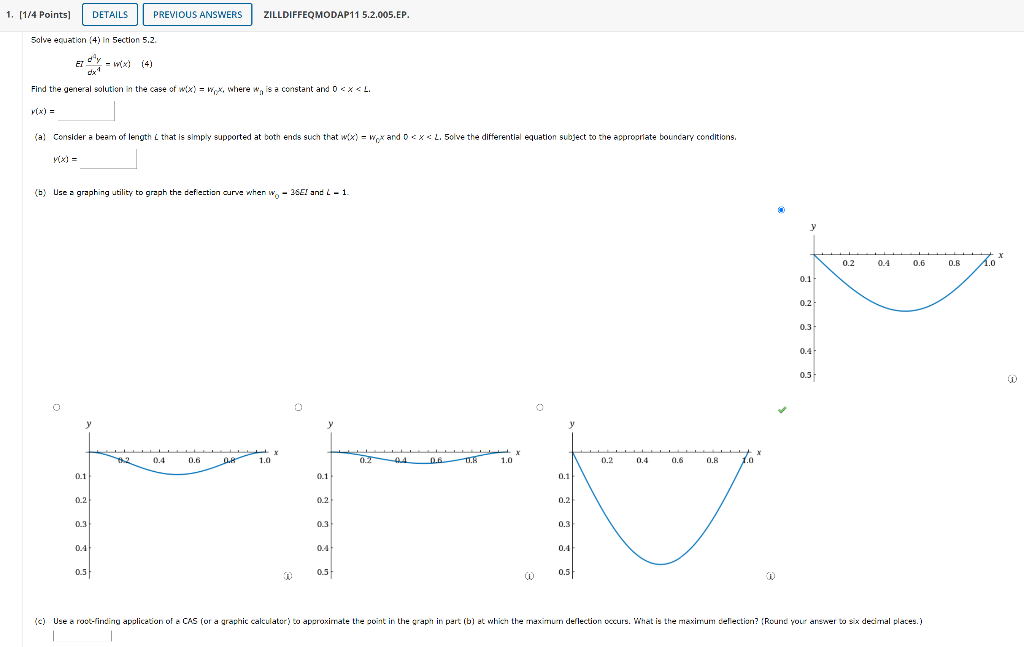 Solwe ecuation (4) in 5ection 5.2. Edx4d4y=w(x) Find | Chegg.com