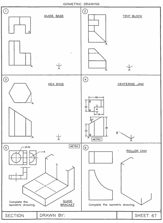 Solved ISOMETRIC DRAWING 2 GUIDE BASE TRIP BLOCK 아 xt HEX | Chegg.com