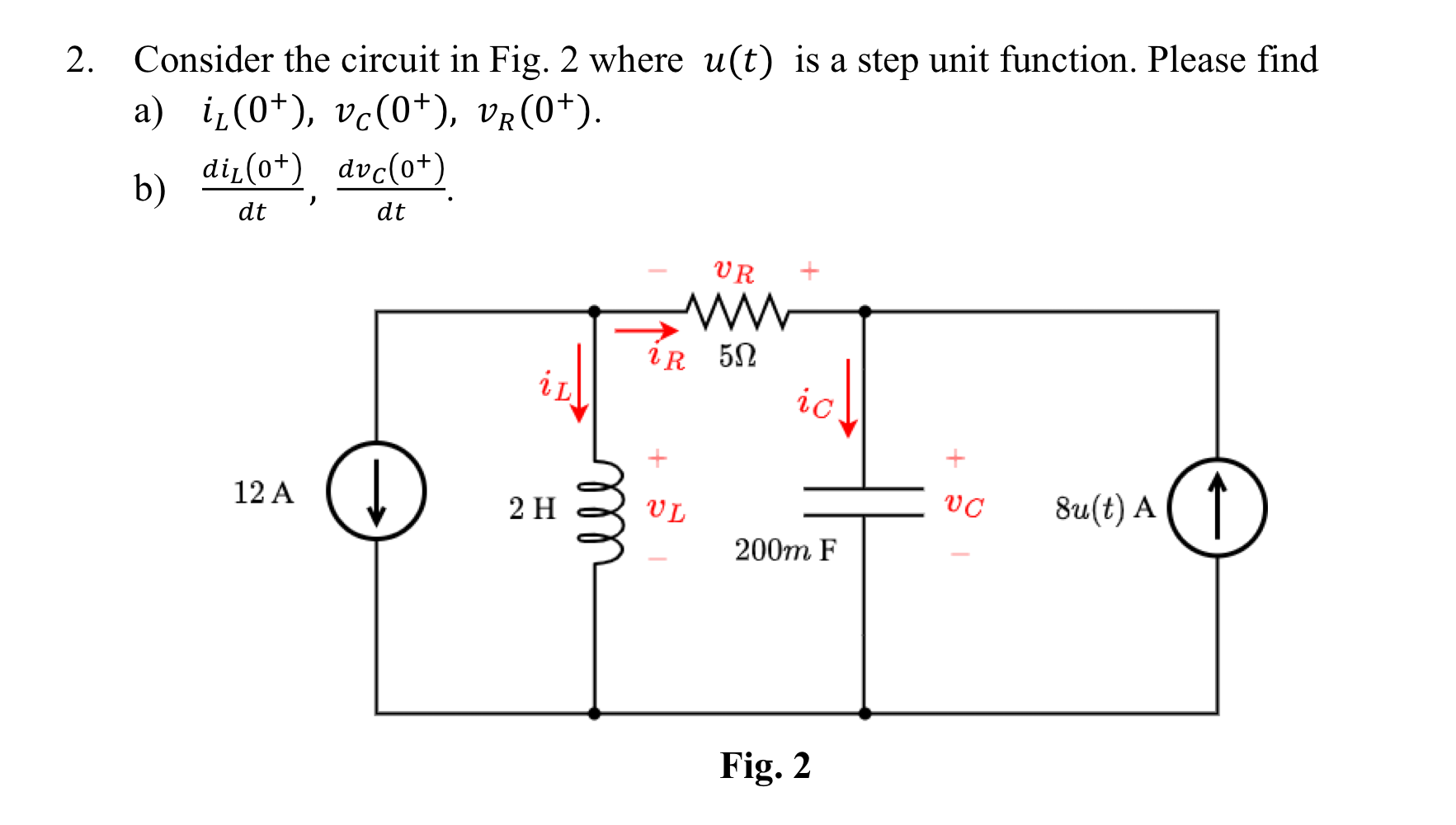 Solved 2. Consider the circuit in Fig. 2 where u(t) is a | Chegg.com