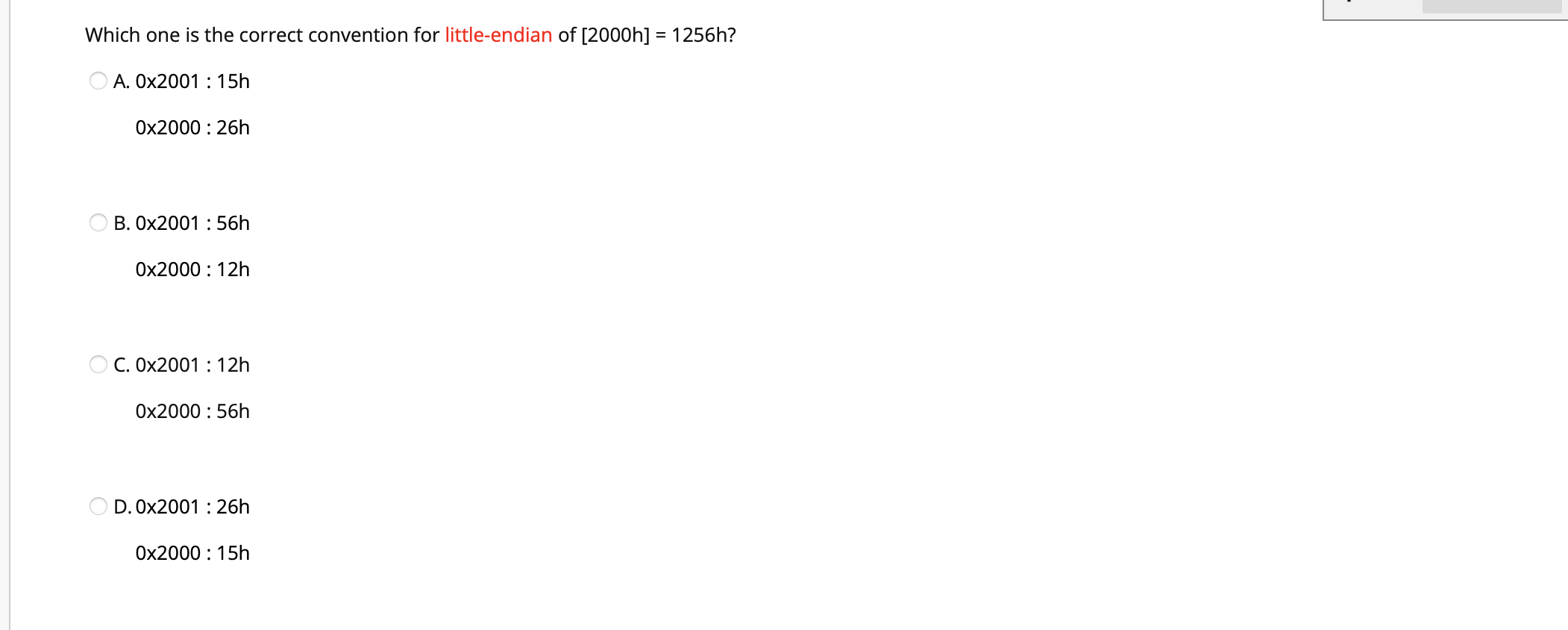 Solved Which one is the correct convention for little-endian | Chegg.com