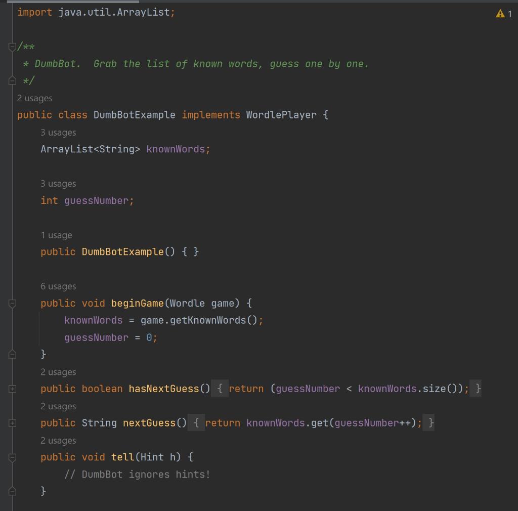 Solved Hello can you implement a working WordleBot using the | Chegg.com