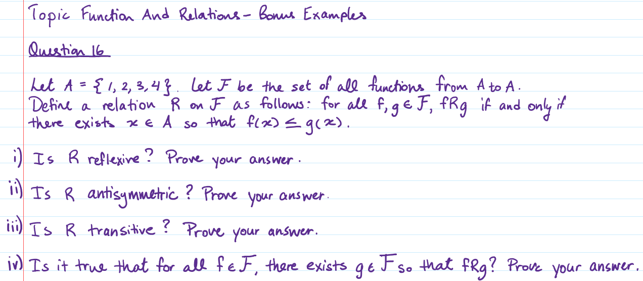Solved Topic Function And Relations-Bonus Examples Question | Chegg.com