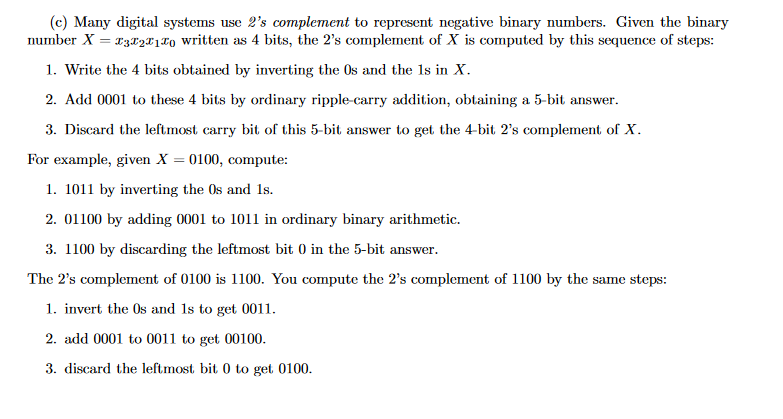 Solved (c) Many digital systems use 2's complement to | Chegg.com