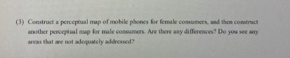 Solved (3) Construct a perceptual map of mobile phones for | Chegg.com