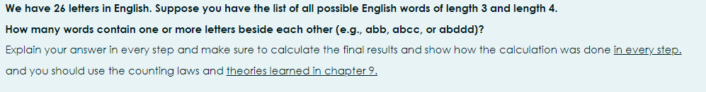 Solved We have 26 letters in English. Suppose you have the | Chegg.com