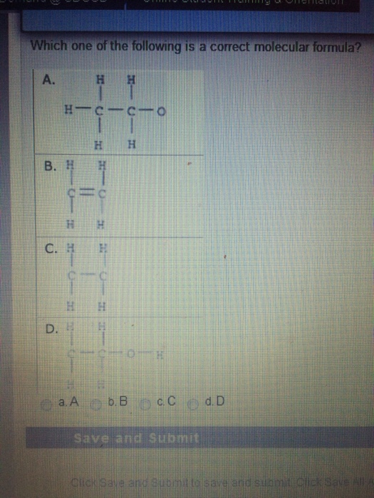 Solved Which One Of The Following Is A Correct Molecular
