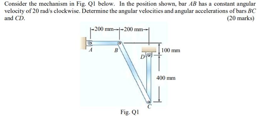 Solved Consider the mechanism in Fig. Ql below. In the | Chegg.com