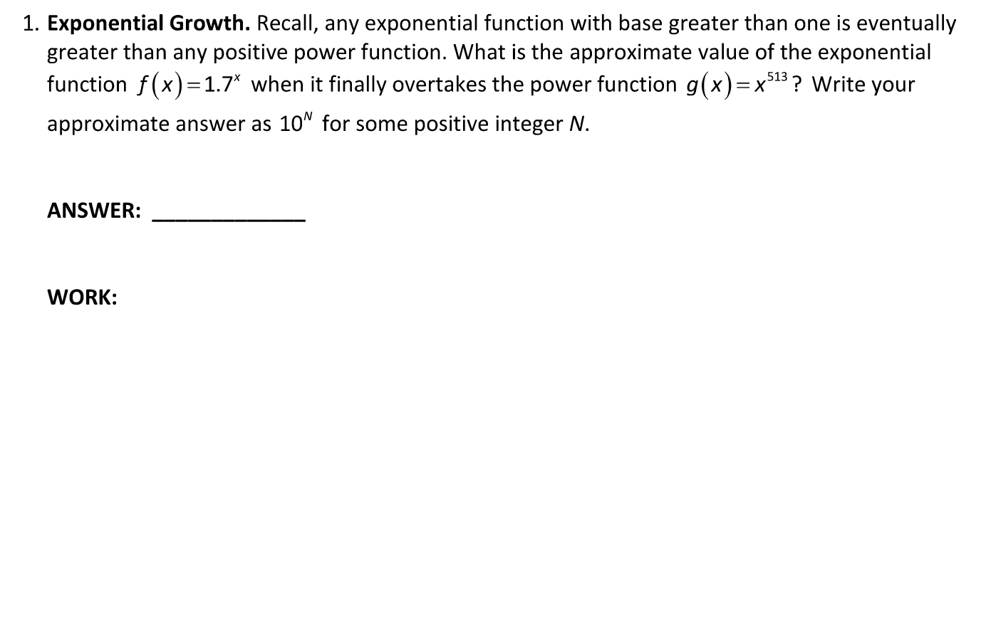 Solved 1. Exponential Growth. Recall, any exponential | Chegg.com