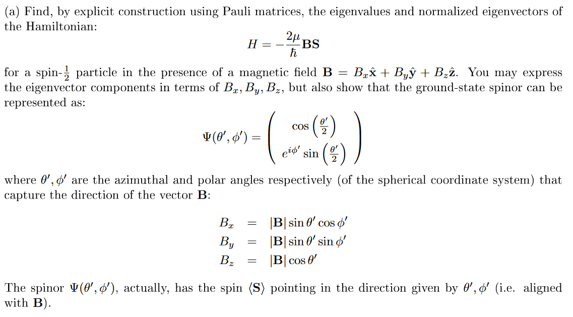 Solved H=- 뽑 (a) Find, by explicit construction using Pauli | Chegg.com