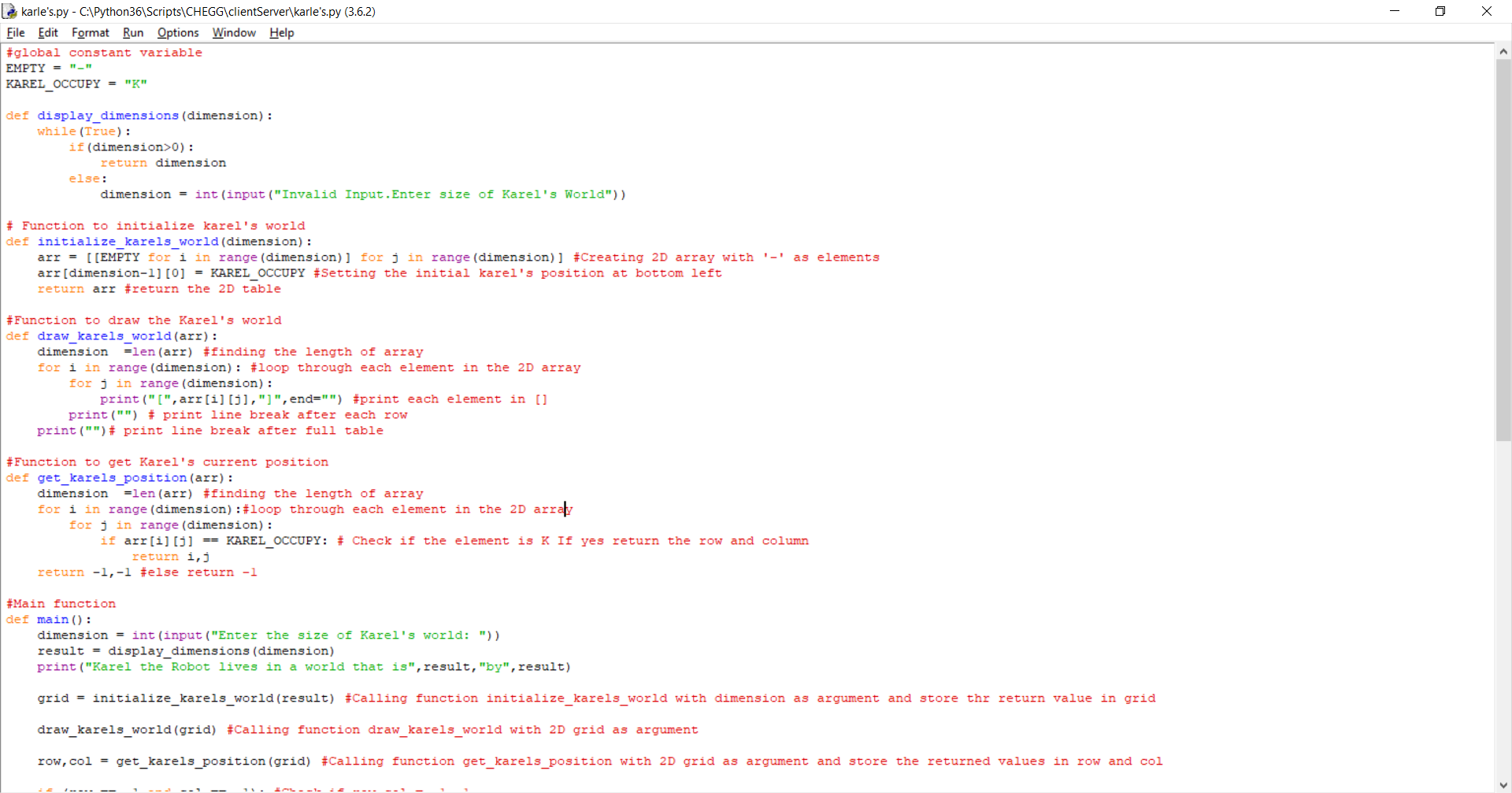 Solved Le karle's.py - C:\Python36\Scripts | Chegg.com