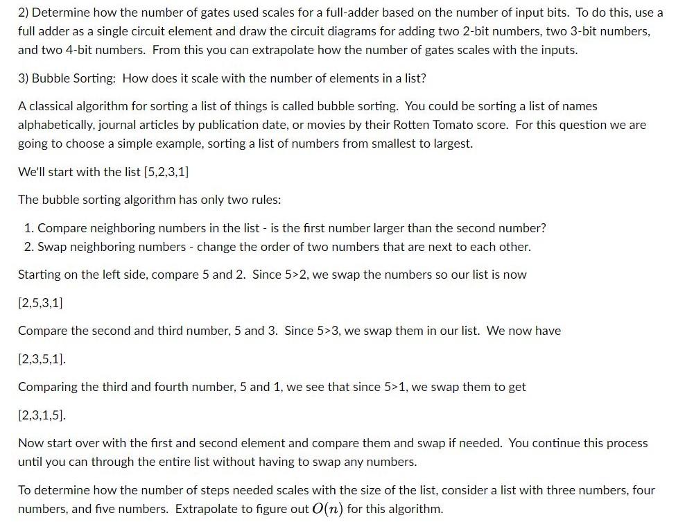 Solved 2) Determine how the number of gates used scales for | Chegg.com