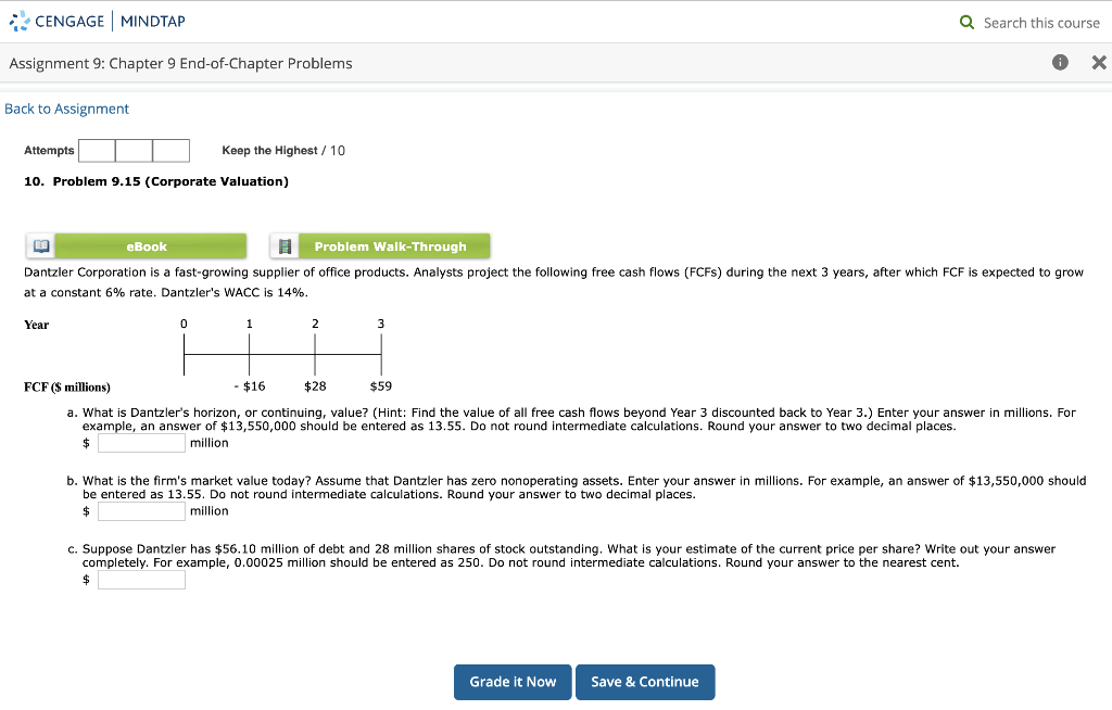 Solved CENGAGE MINDTAP Q Search this course Assignment 9: | Chegg.com