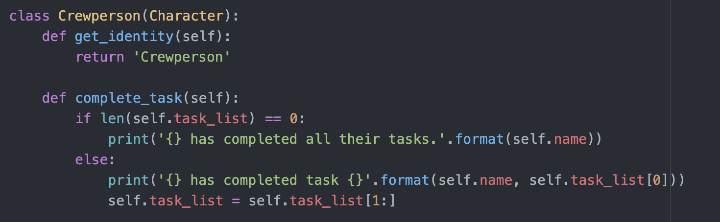 Post in Python, Crewperson is shown in the image | Chegg.com