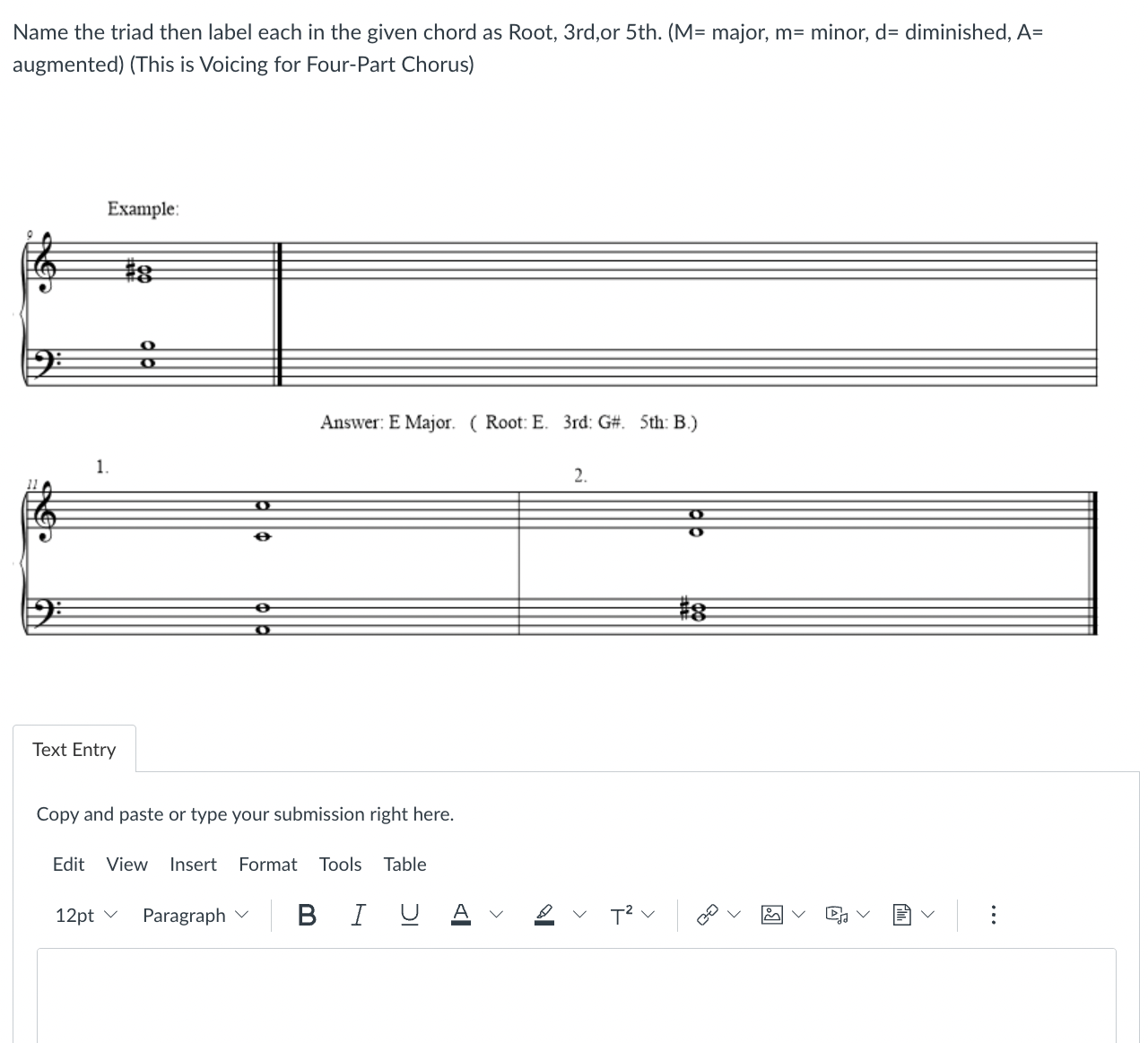 Name the triad then label each in the given chord as | Chegg.com