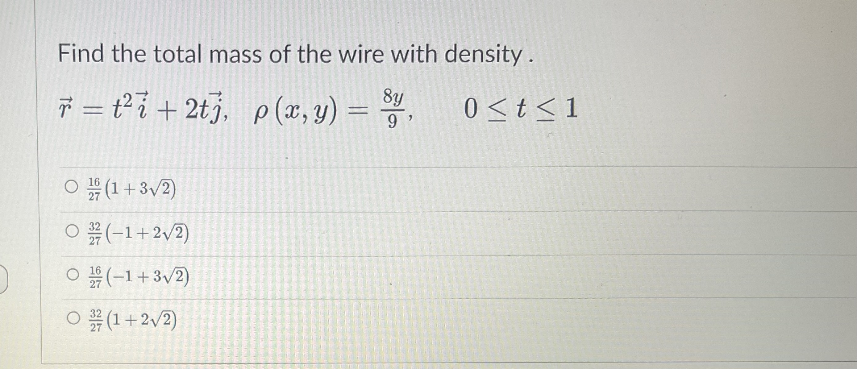 Solved Find the total mass of the wire with density . | Chegg.com