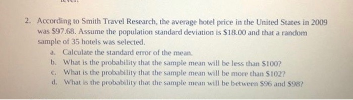 Solved 2. According to Smith Travel Research, the average | Chegg.com
