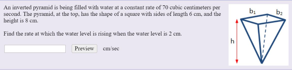 Solved An inverted pyramid is being filled with water at a | Chegg.com