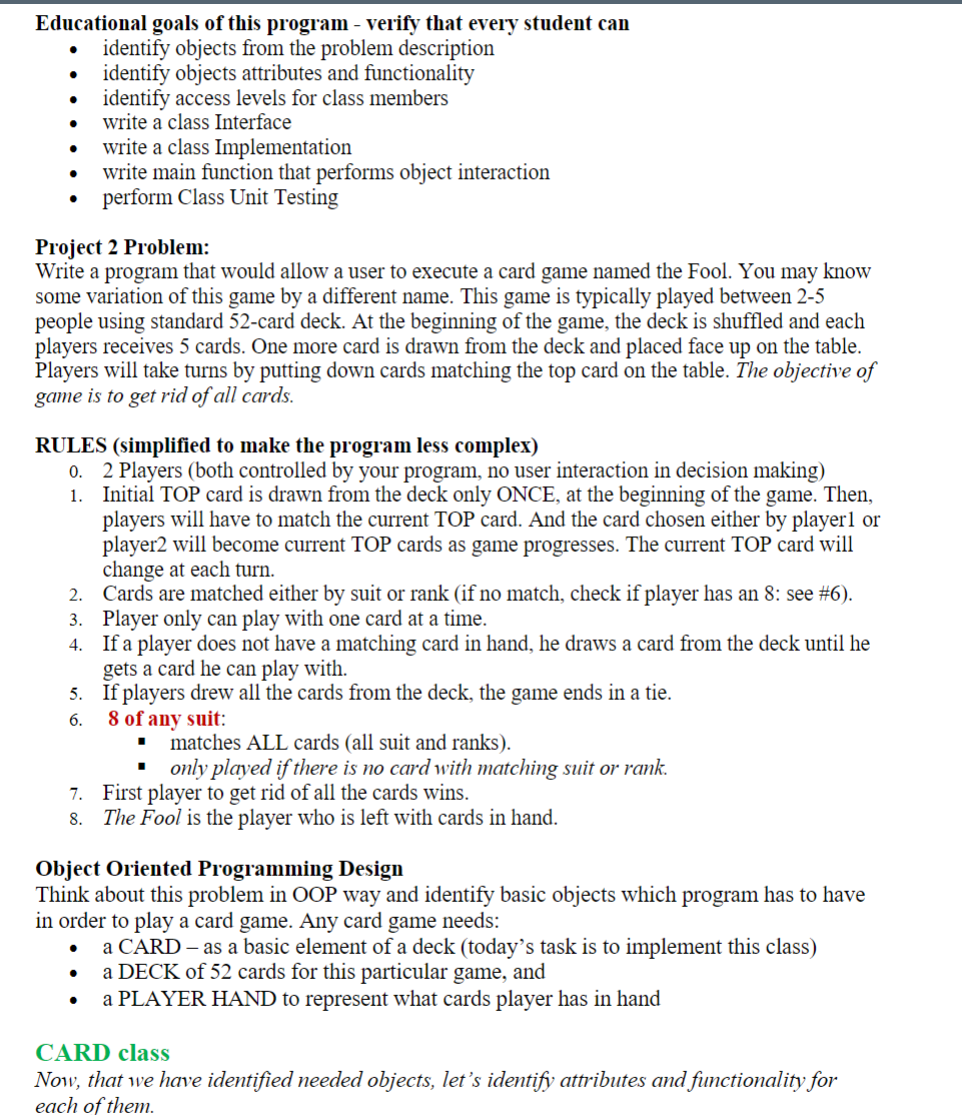 Solved \#pragma once \#include "Card.h" Iclass Deck \{ | Chegg.com