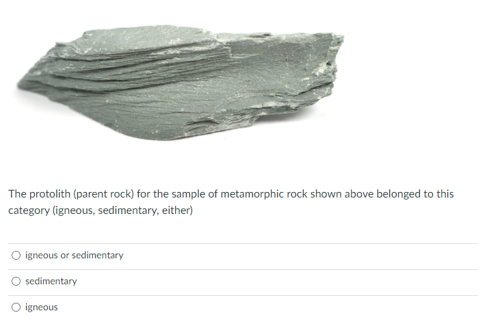 Solved 9 The protolith (parent rock) for the sample of | Chegg.com