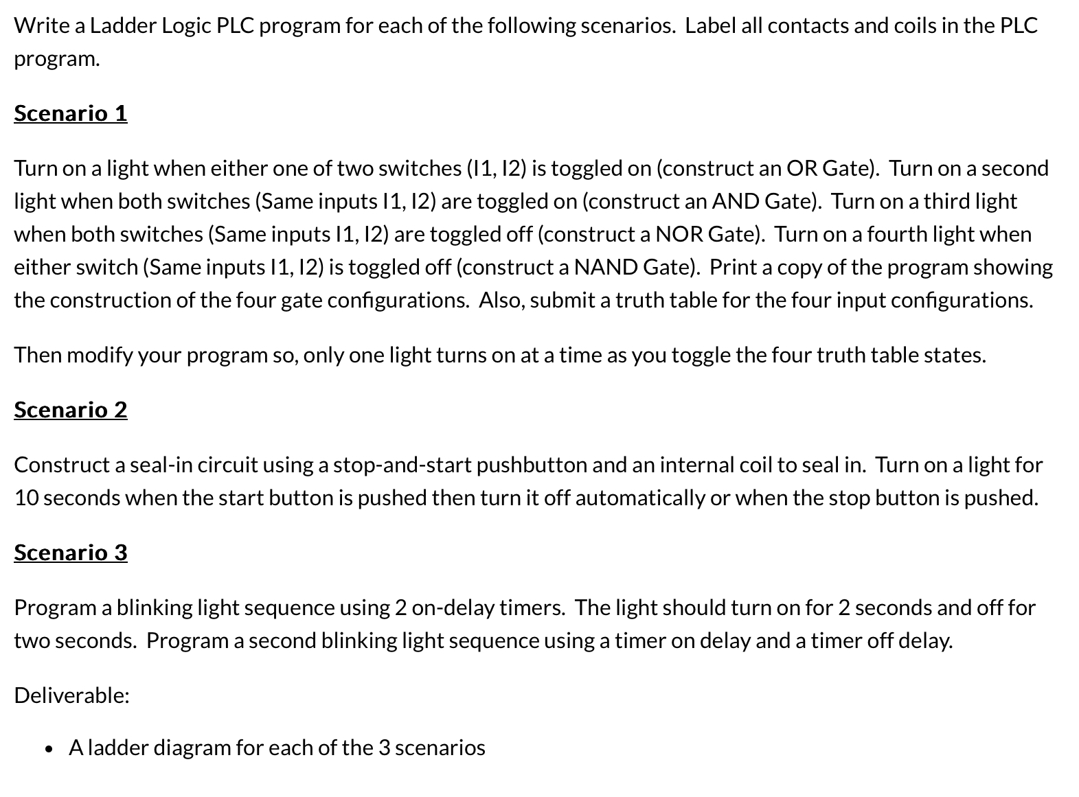 Solved Write A Ladder Logic Plc Program For Each Of The