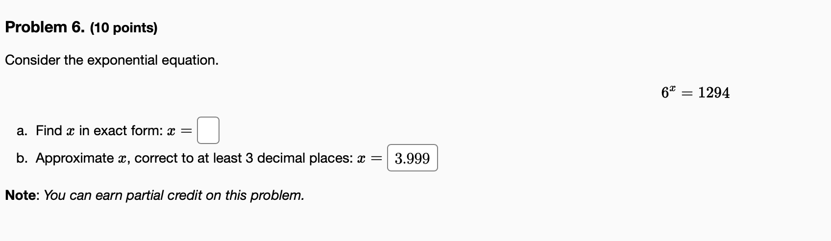 Solved Problem 6. (10 points) Consider the exponential | Chegg.com