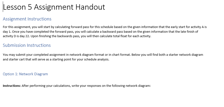 Lesson 5 Assignment Handout Assignment Instructions | Chegg.com