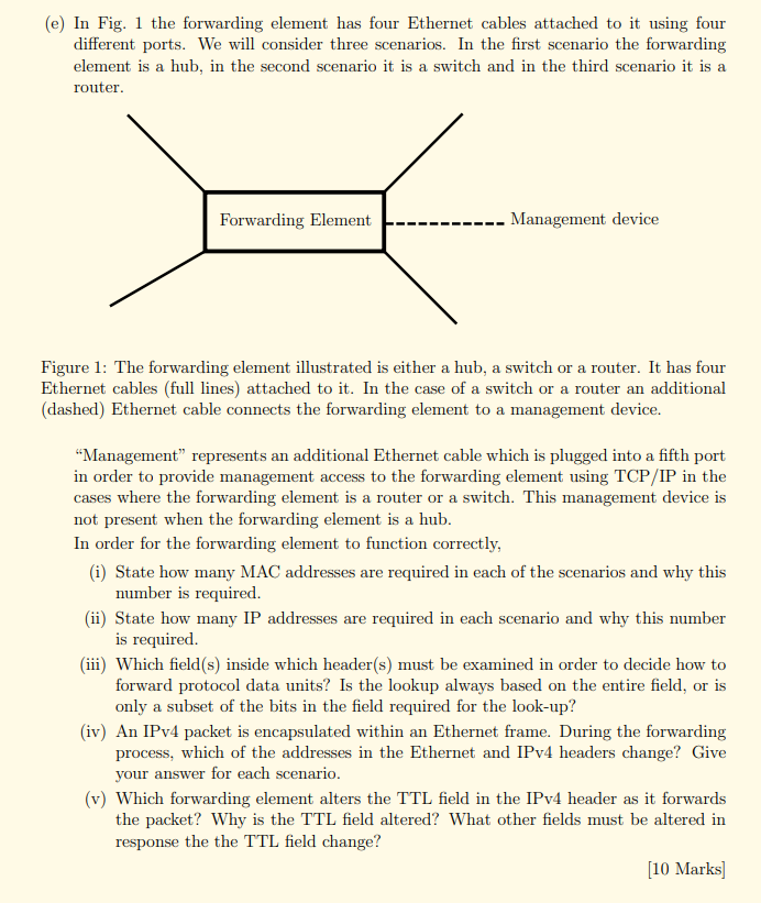 Solved (e) In Fig. 1 the forwarding element has four | Chegg.com
