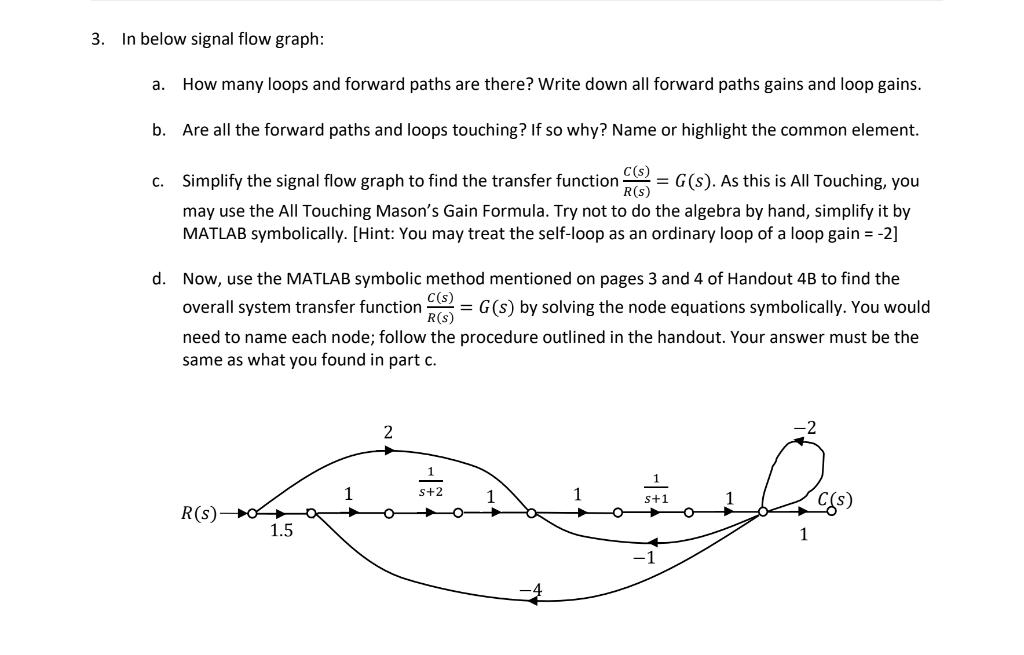 Solved 3. In below signal flow graph: a. How many loops and | Chegg.com