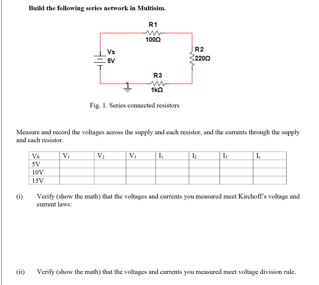 Solved Build the following series network in Multisim. R1 | Chegg.com