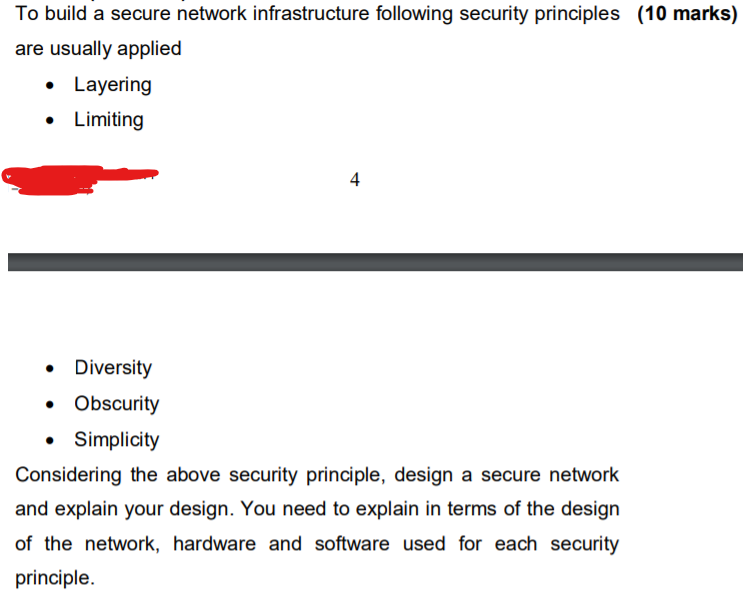 Solved To build a secure network infrastructure following | Chegg.com