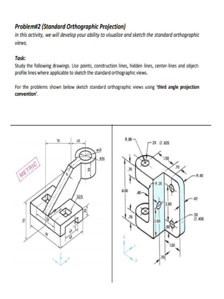 Solved Problem#2 (Standard Orthographic Projection) In this | Chegg.com